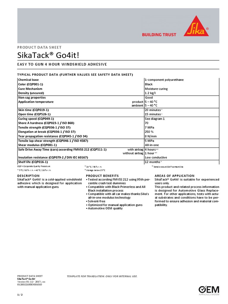 Sika Tack Go4it En12-20171 | PDF | Adhesive | Oil