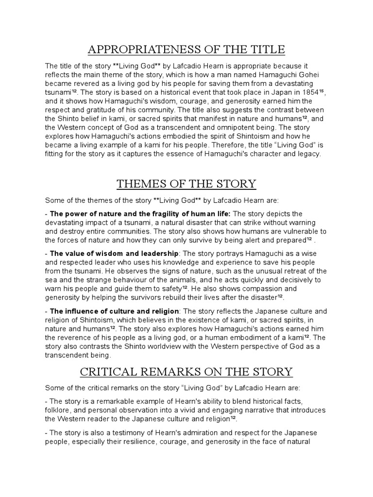 Living God Notes From Prism Class 11 | PDF