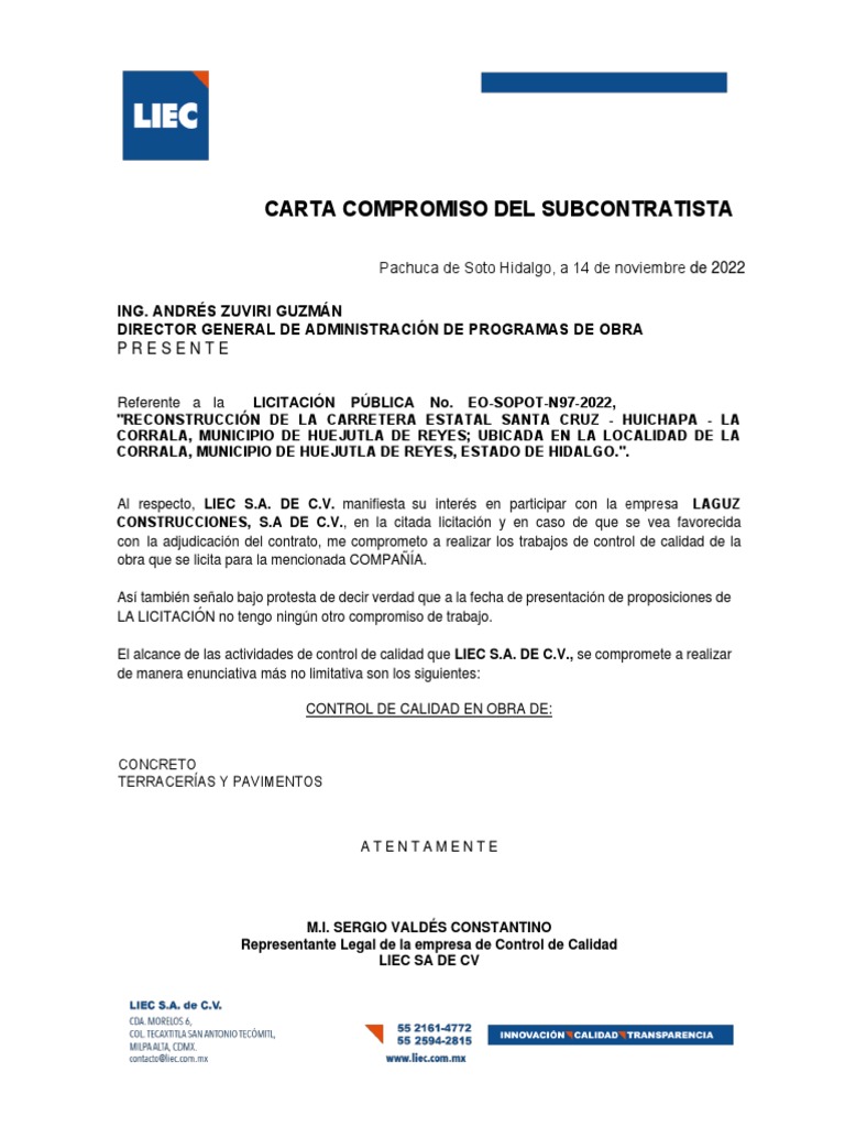 Carta Laboratorio LIEC | PDF