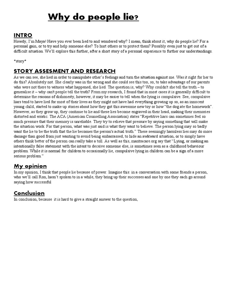 Why Do People Lie YSS | PDF | Psychological Concepts | Psychology