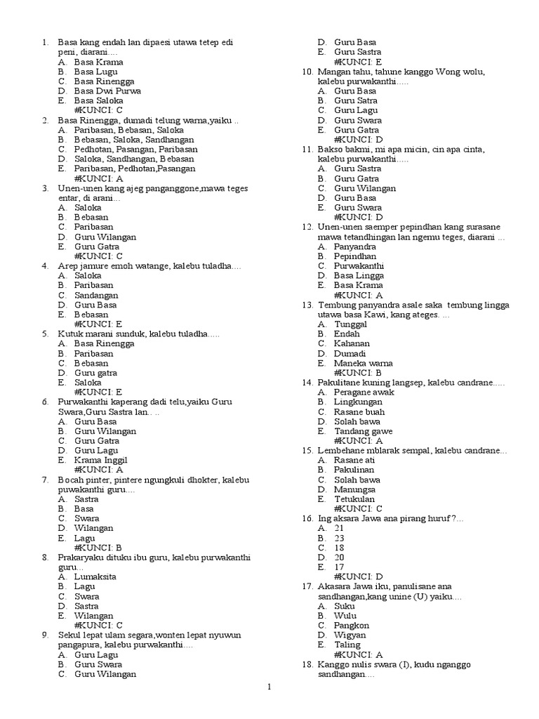 X TSM - Bahasa Jawa | PDF