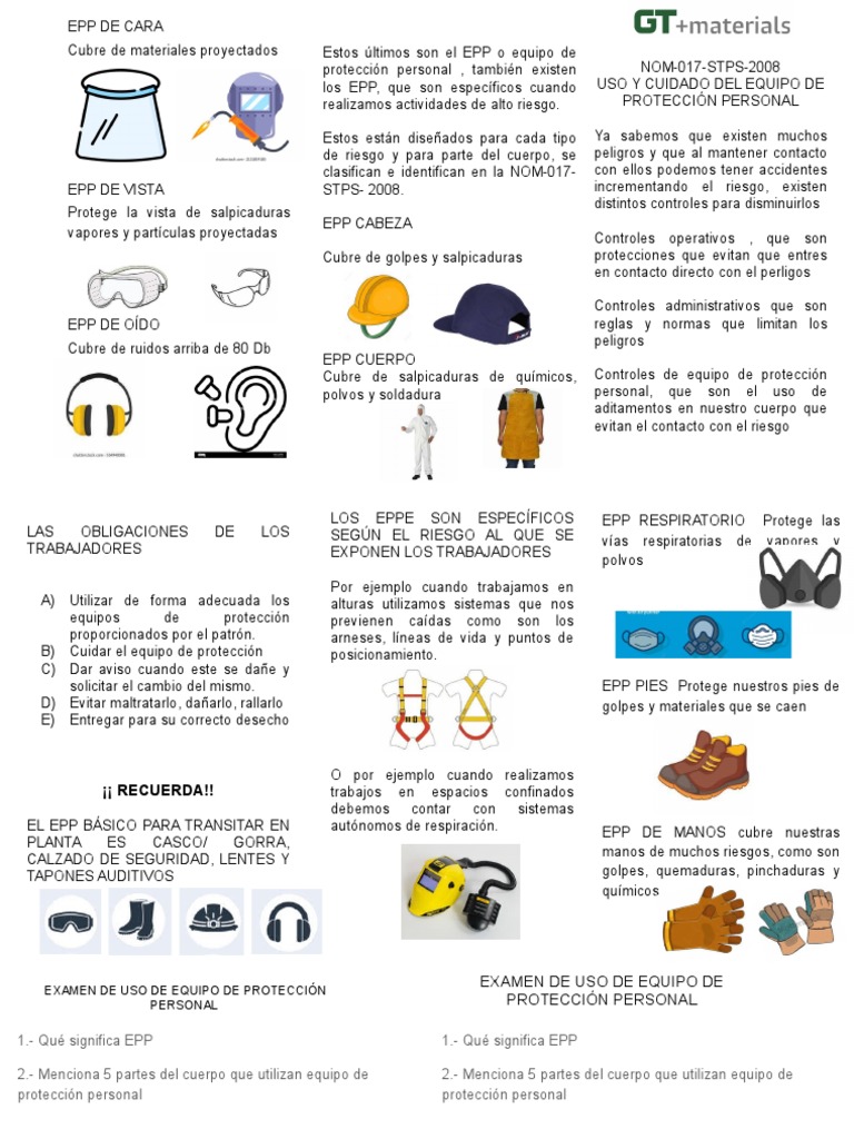Triptico Uso de Epp Nom-017-Stps | PDF