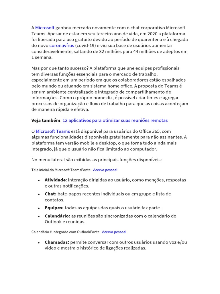Guia Microsoft Teams | PDF | Microsoft | Desenvolvimento de software Guia Microsoft Teams | PDF | Microsoft | Desenvolvimento de software