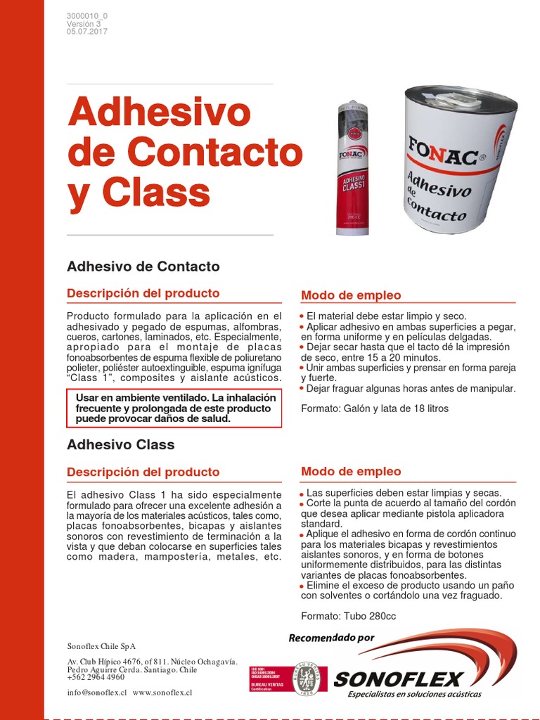 Adhesivo de Contacto (Ficha Técnica) | PDF