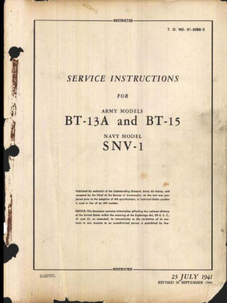 T.O. No. 01-50BB-2 - Service Instructions For BT-13A and BT-15 (30-Sept ...