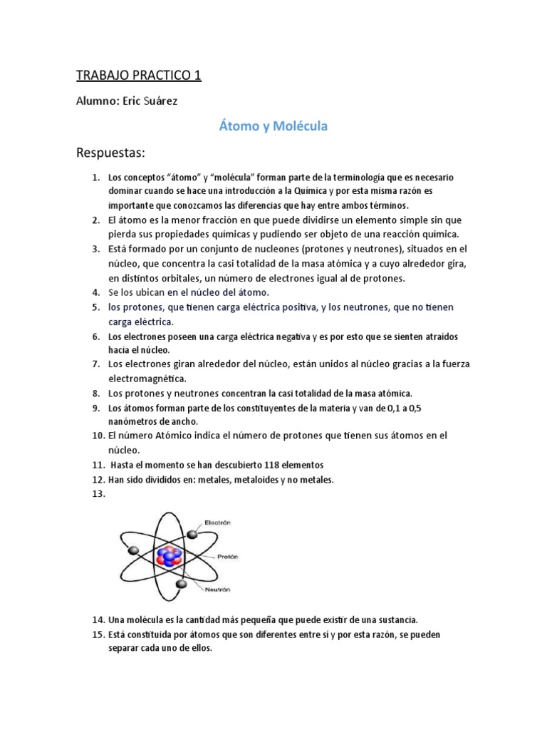 Trabajo Practico 1-Atomo y Molecula | PDF
