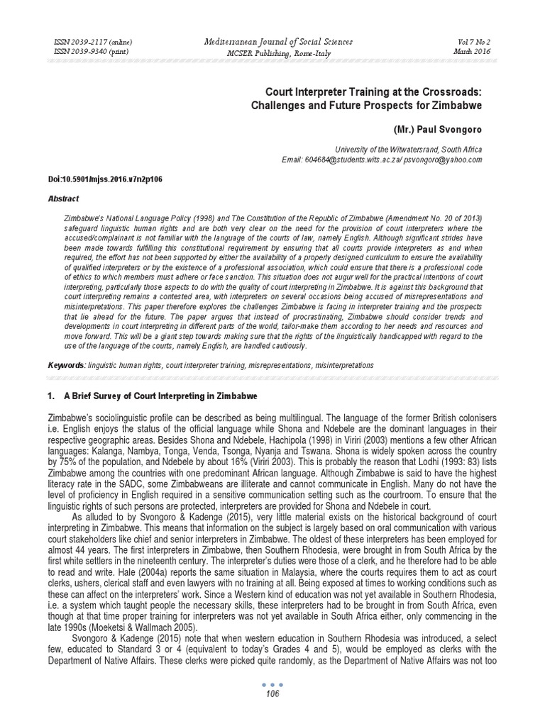 Court Interpreter Training at The Crossroads: Challenges and Future ...