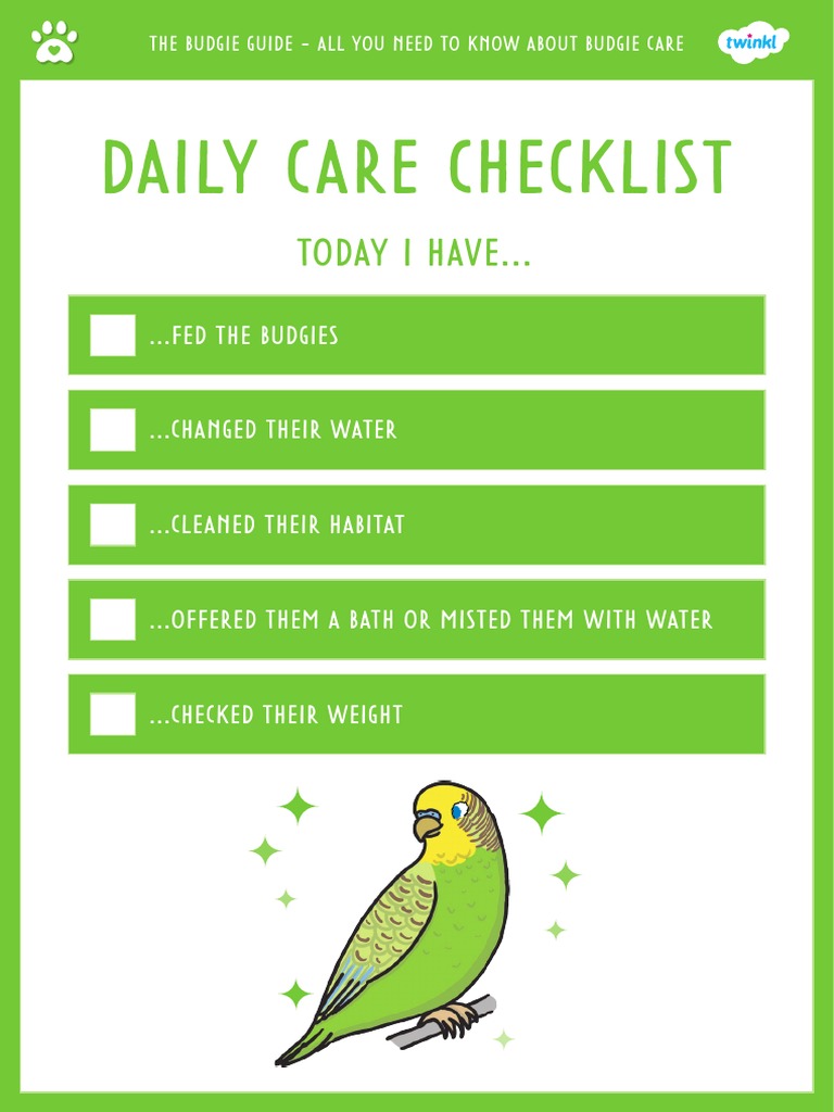 Budgie Care Daily Checklist | PDF