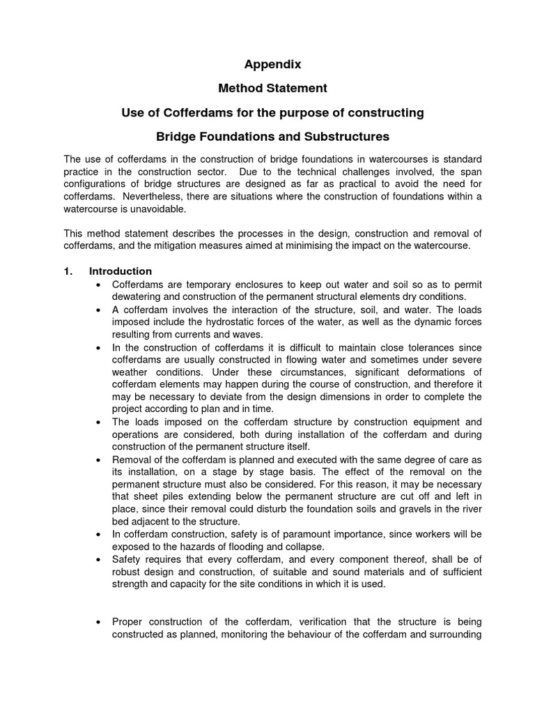 Cofferdam Method for Bridge Foundations | PDF | Deep Foundation | Dam