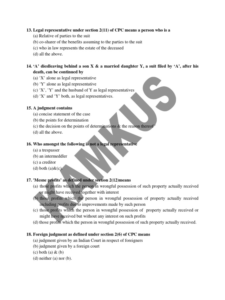 600 MCQ - CPC-2 | PDF | Jurisdiction | Lawsuit