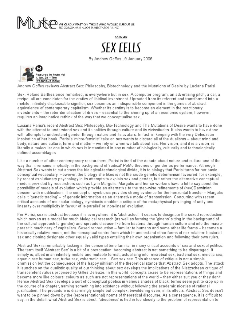 Goffry Sex Cells Review Of Parisi Abstract Sex Mute 2009