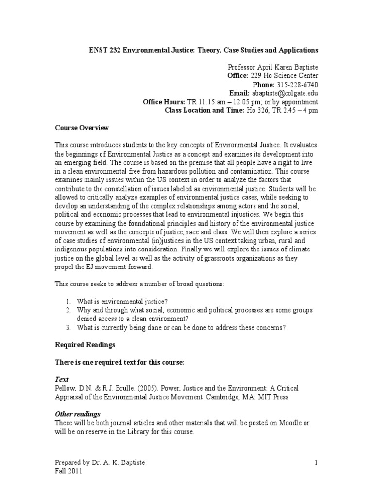 Environmental Justice Course Guide | PDF | Thought | Critical Thinking