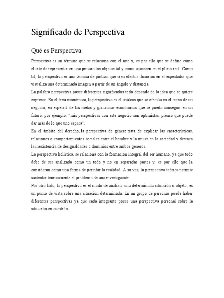 Definición y Tipos de Perspectiva | PDF | Crecimiento personal y ...