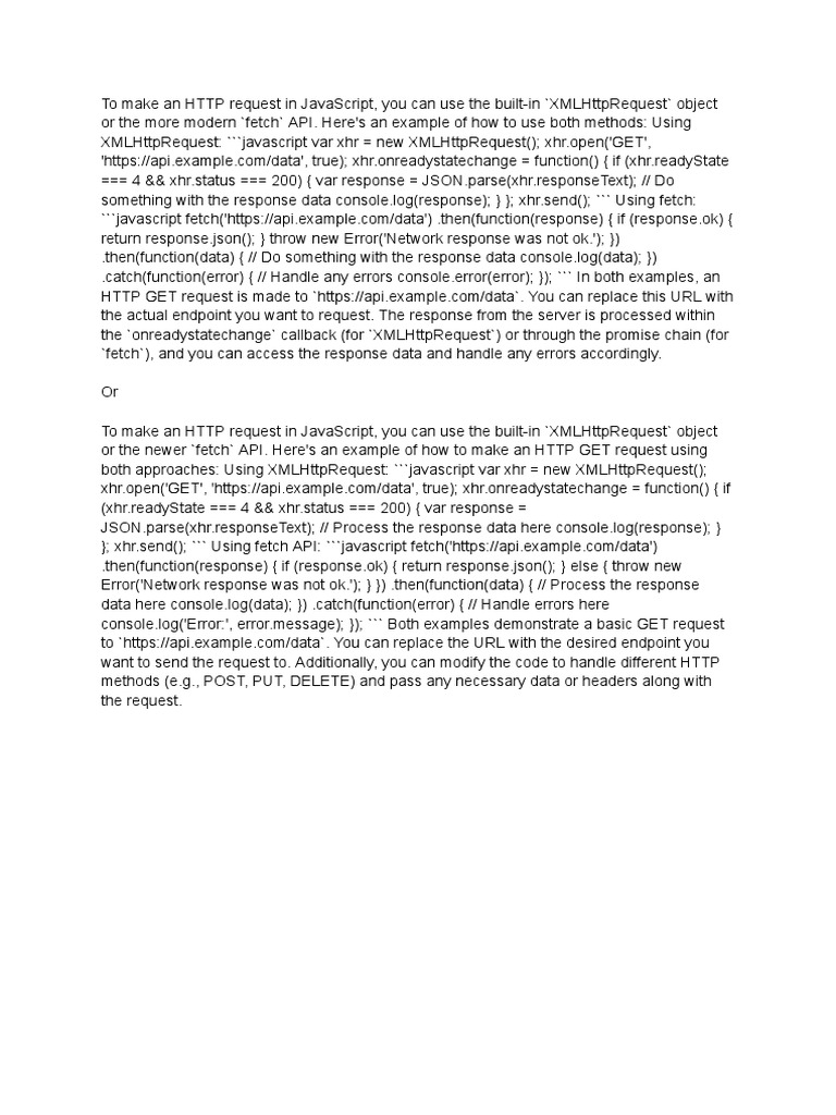 JavaScript HTTP Request Guide | PDF