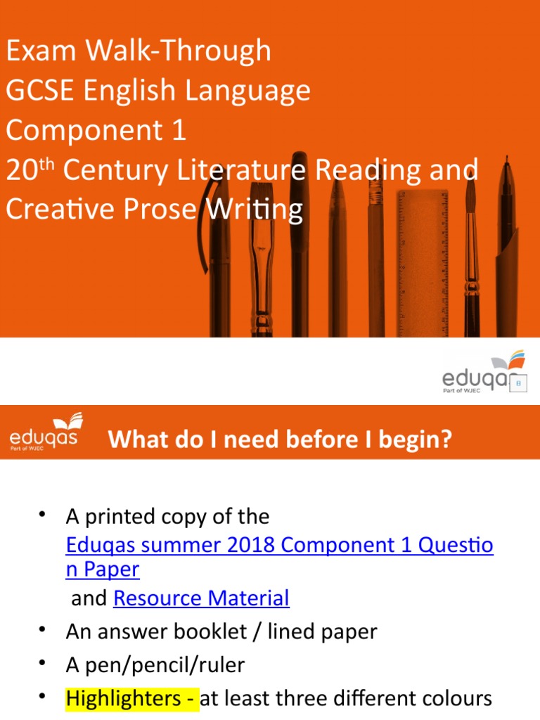 GCSE English Exam Guide: Component 1 | PDF