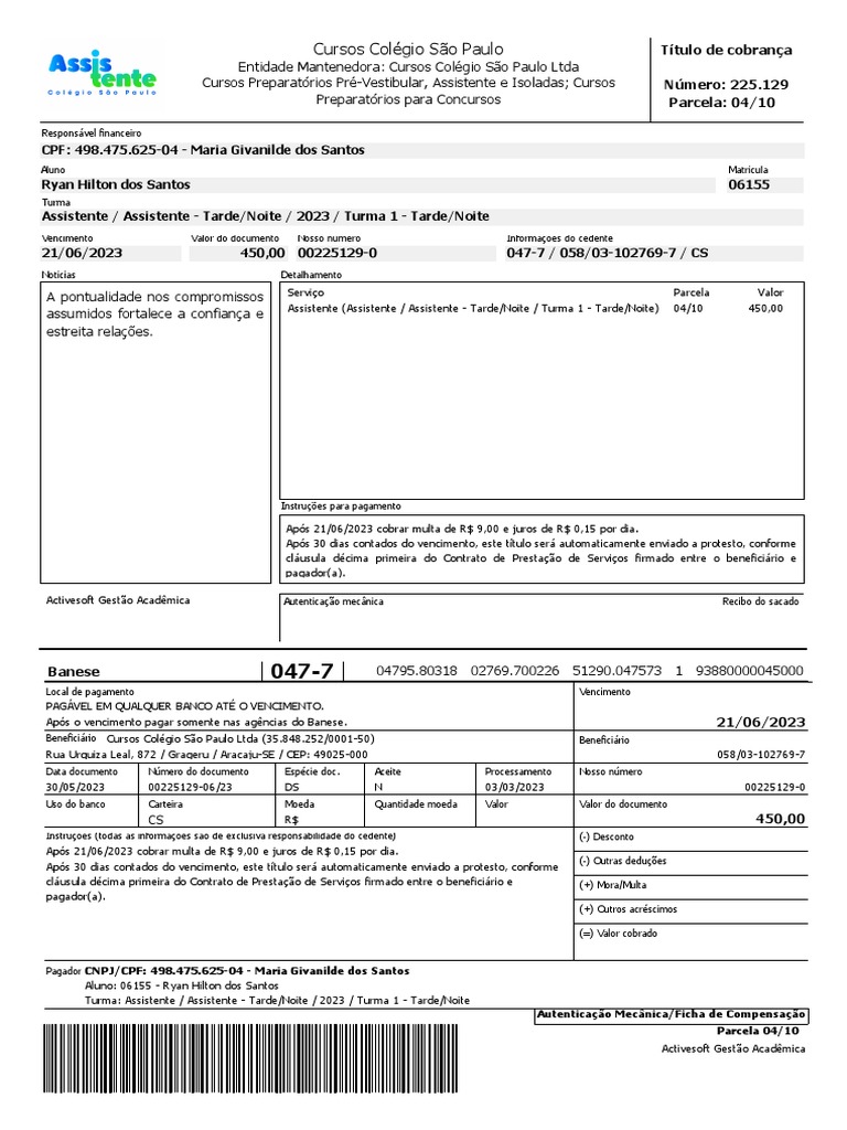 Ryan Hilton Dos Santos | PDF | Dinheiro | Business