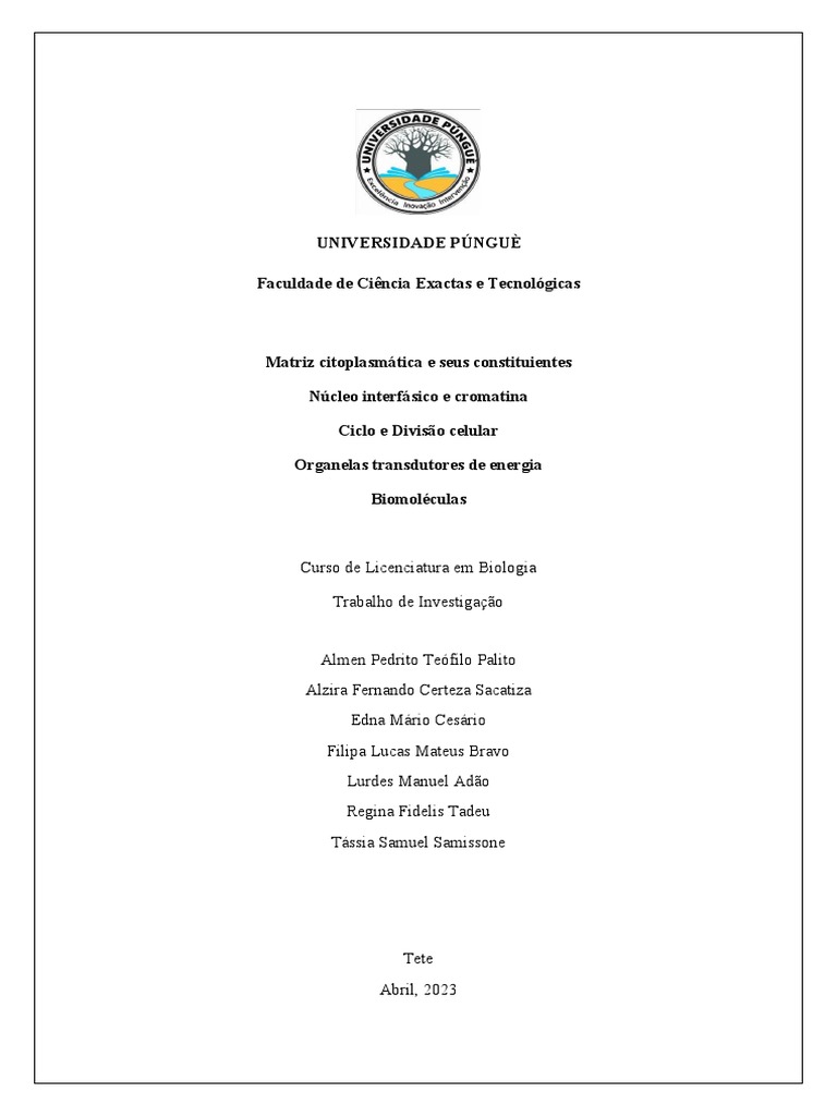 Trabalho de BCM - 5° Grupo | PDF