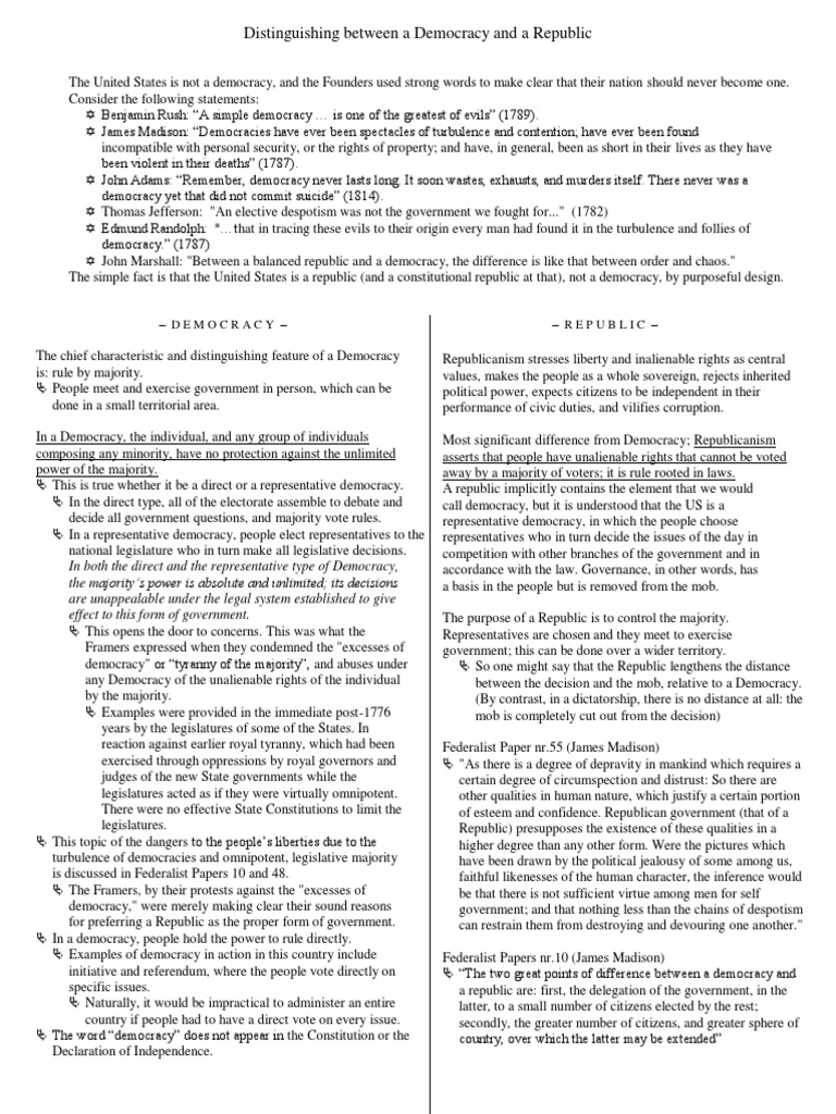 Republic vs. Democracy | PDF | Democracy | Political Ideologies