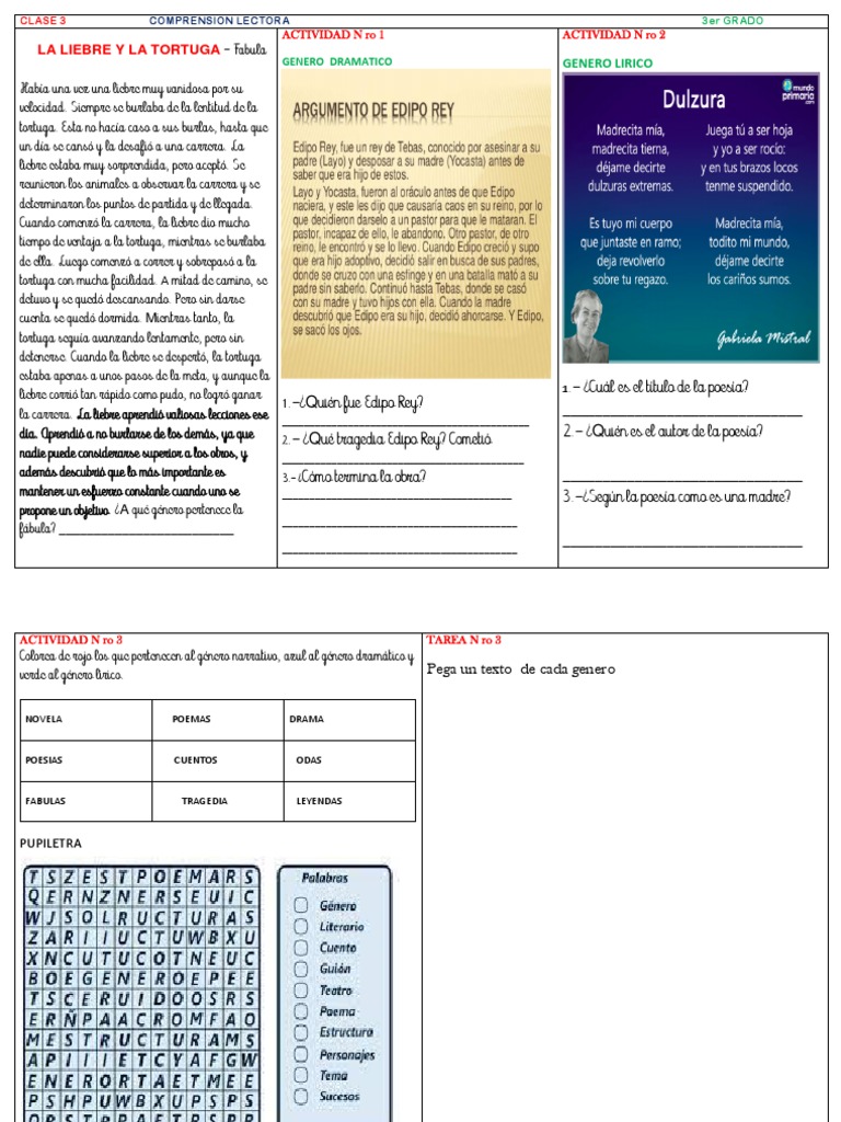 CLASE 3 COMPRENSIÓN LECTORA MAYO 3er GRADO | PDF