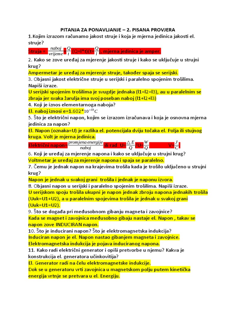 Pitanja Za Ponavljanje | PDF