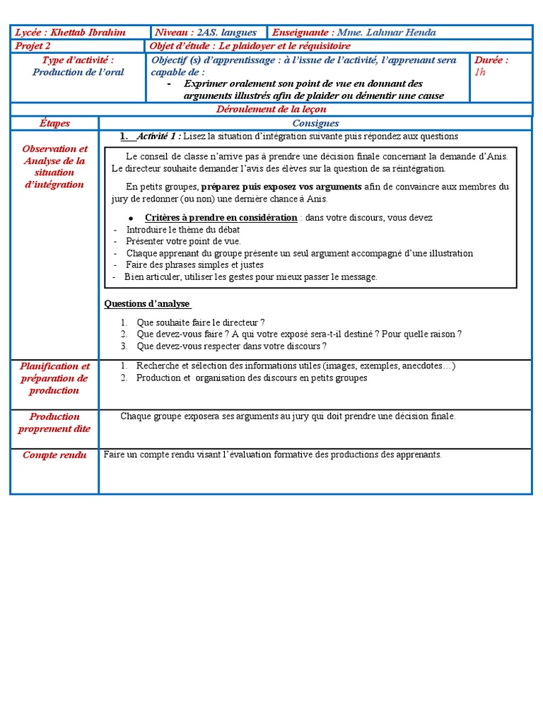 fiche production orale | PDF