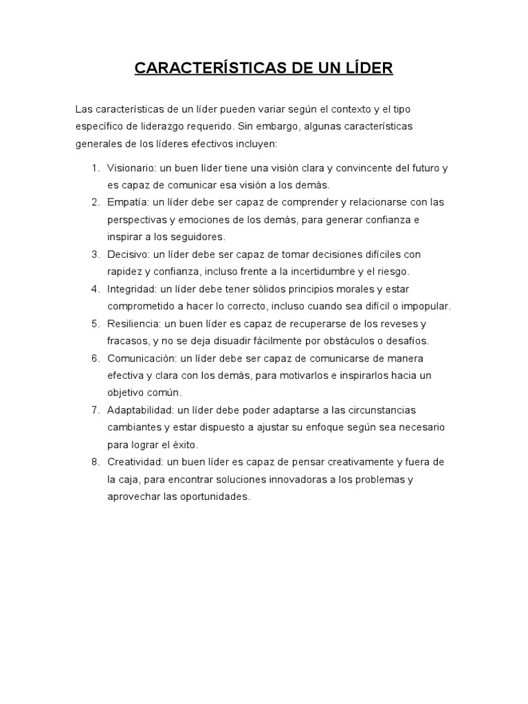 Características de Un Líder | PDF