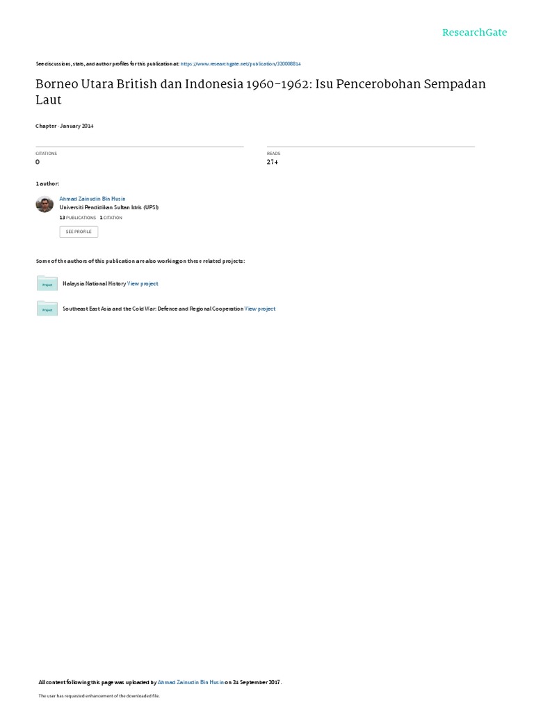 Borneo Utara British Dan Indonesia 1960-1962: Isu Pencerobohan Sempadan ...