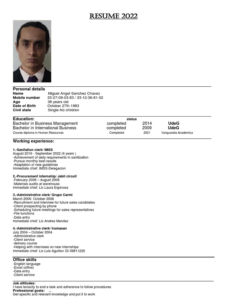 CV Miguel Angel Sanchez | PDF