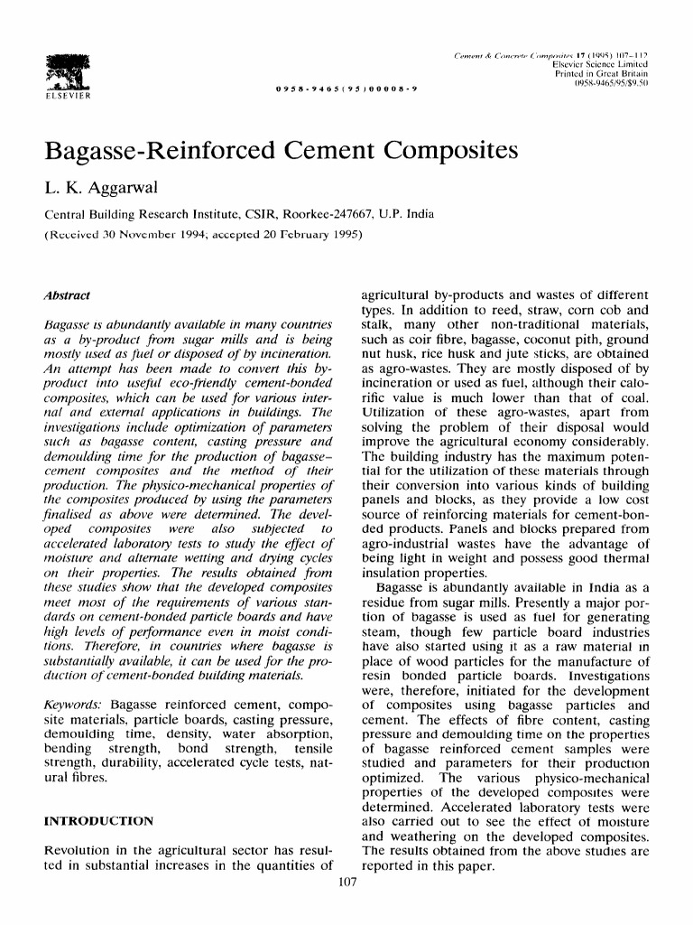 Bagasse-Reinforced Cement Composites | PDF | Composite Material | Density