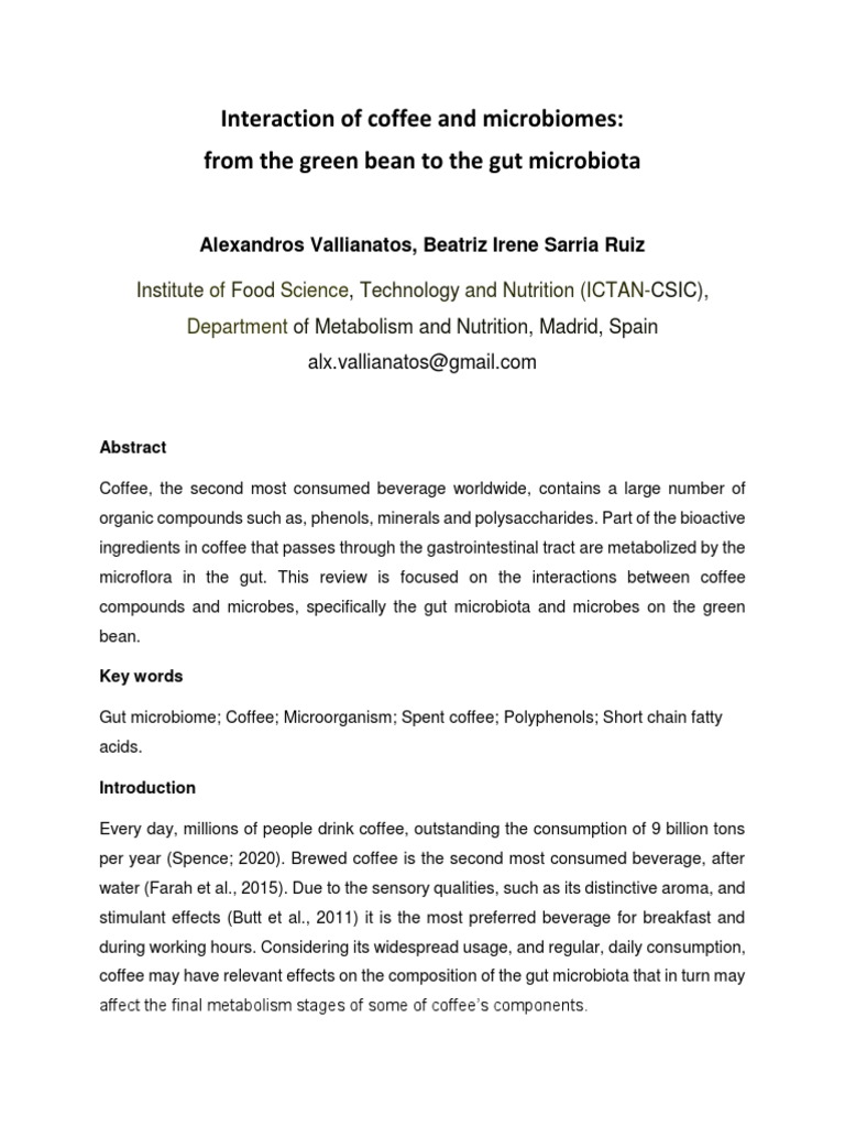 Interaction of Coffee and Microbiomes | PDF | Microbiota | Bacteria