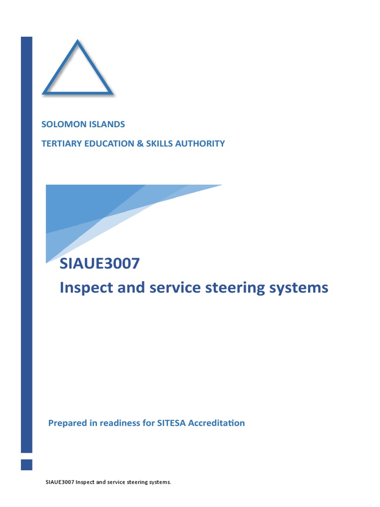 SIAUE3007 Inspect and Service Steering Systems. | PDF | Occupational ...