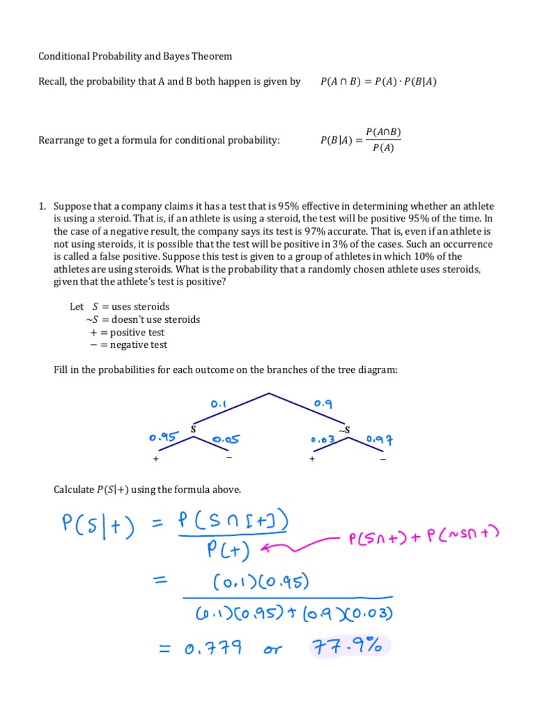 9.8.1 Conditional Probability and Bayes Theorem Filled in | PDF | Email Spam | Probability