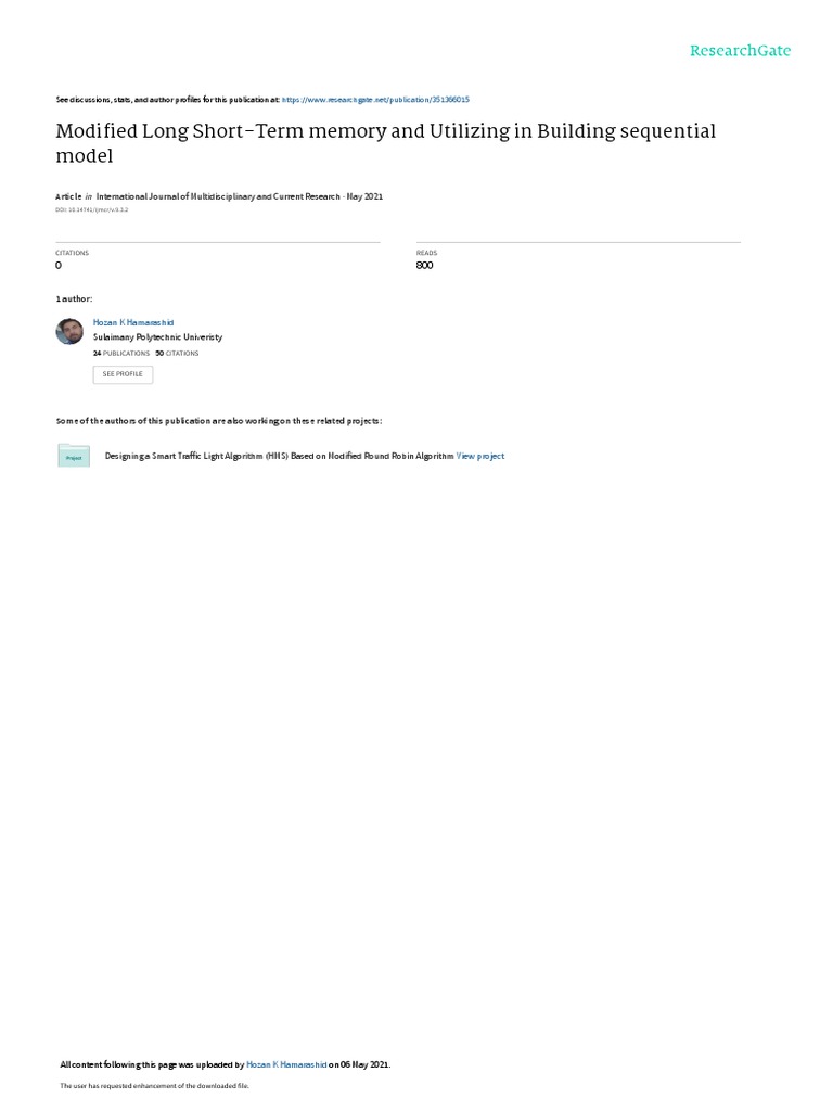 Modified Long Short-Term Memory and Utilizing in Building Sequential ...