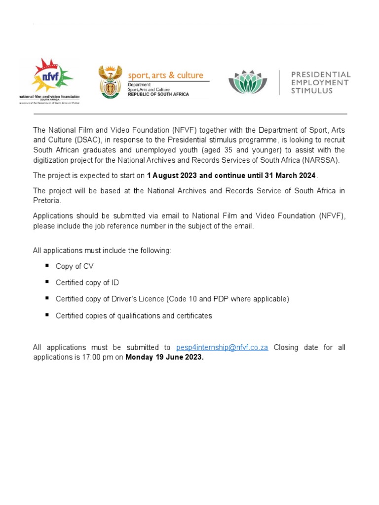 PESP 4 Advert Pretoria 06 June 2023 | PDF | Archivist | Archive