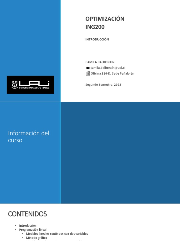 Clase 1 Intro 02 Agosto 2022 | PDF | Programación lineal | Optimización Matemática