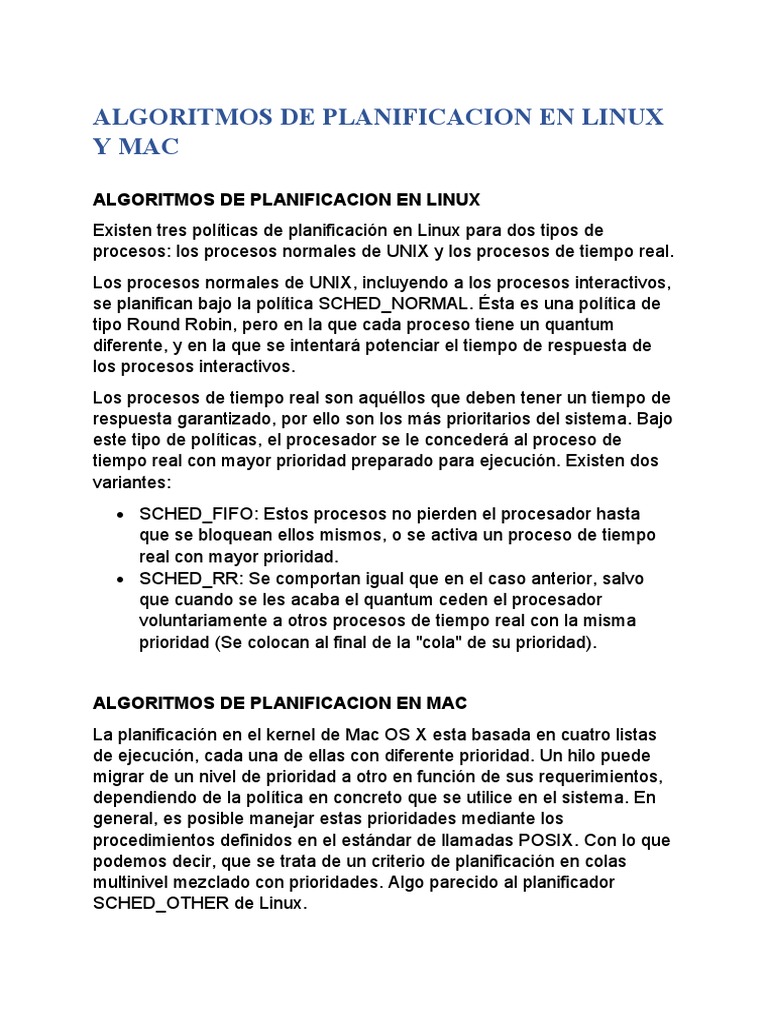 Algoritmos de Planificacion | Descargar gratis PDF | Tecnología de sistema operativo | Software