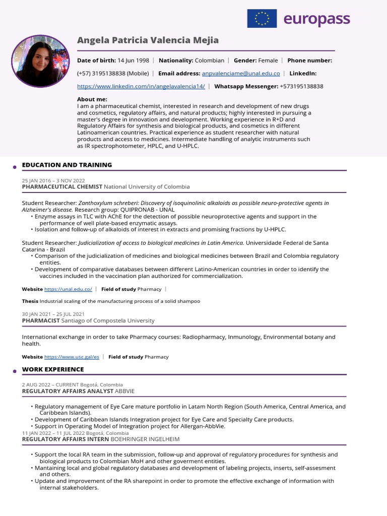 CV - Angela Patricia Valencia Mejia - 3 Page | PDF