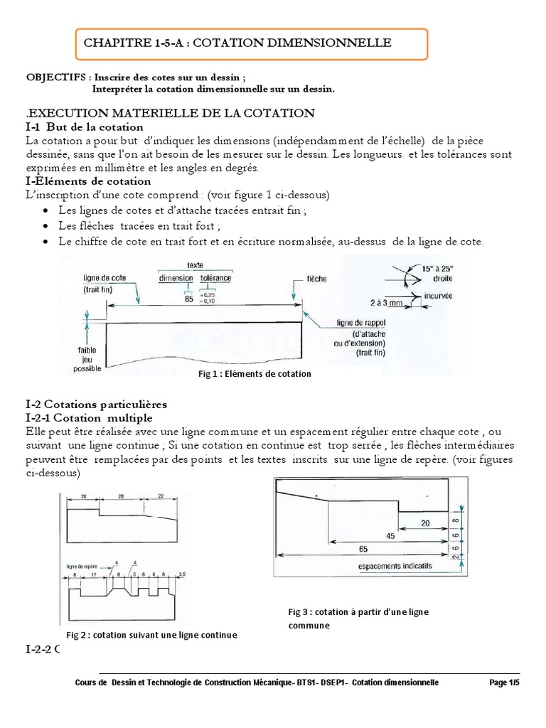 Cours sur la cotation dimensionnelle | PDF