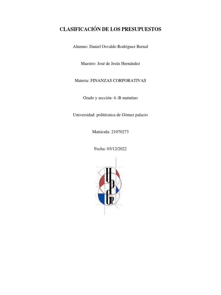 Clasificación de Los Presupuestos | PDF Clasificación de Los Presupuestos | PDF