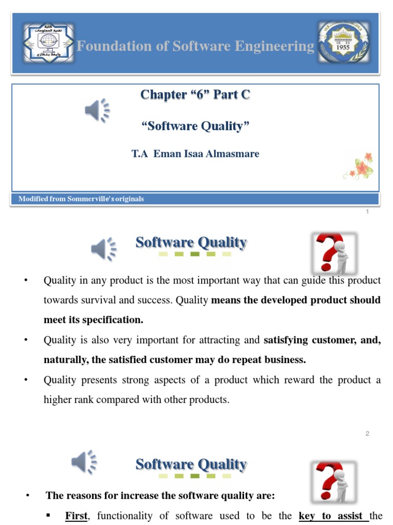 Chapter 6-SE201-part C | PDF | Software Quality | Quality (Business)