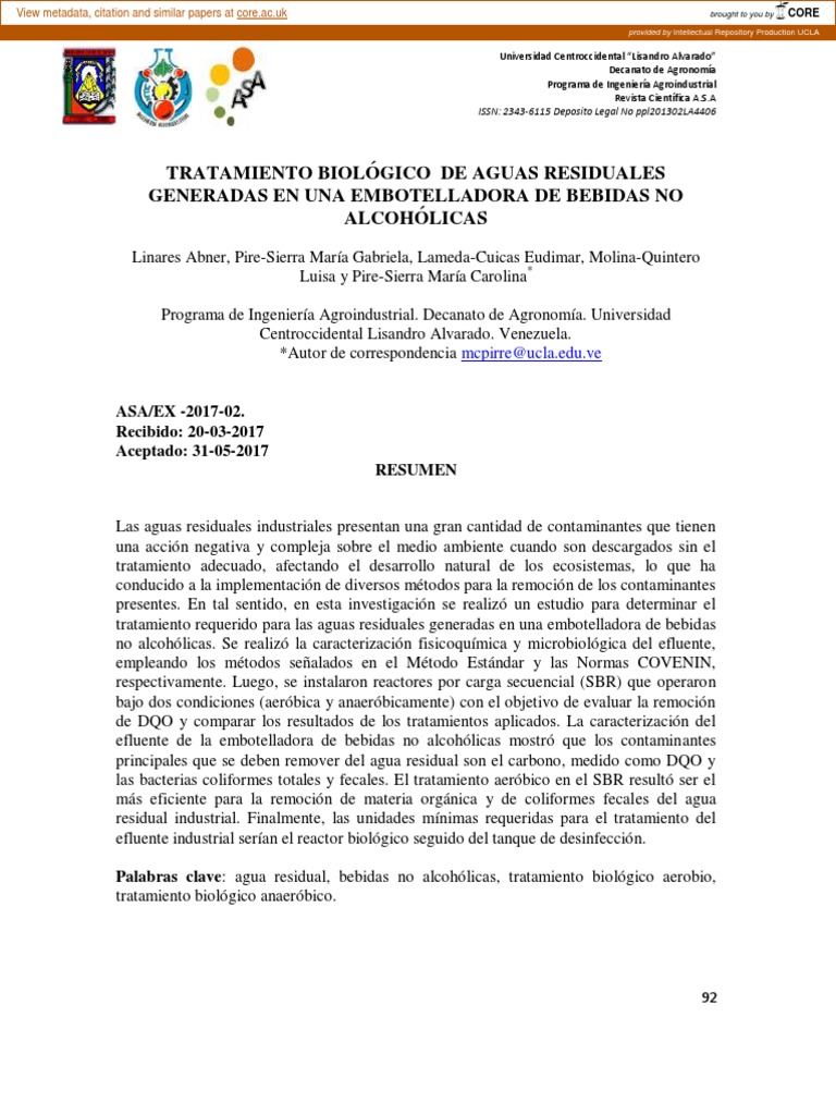 Tratamiento Biológico de Aguas Residuales Generadas en Una ...
