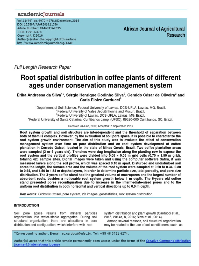 Root Spatial Distribution in Coffee Plants of Different Ages Under C ... Root Spatial Distribution in Coffee Plants of Different Ages Under C ...