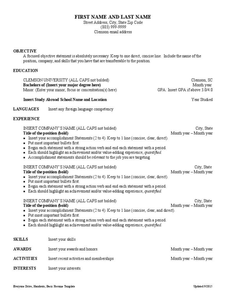 Basic Resume Template | PDF