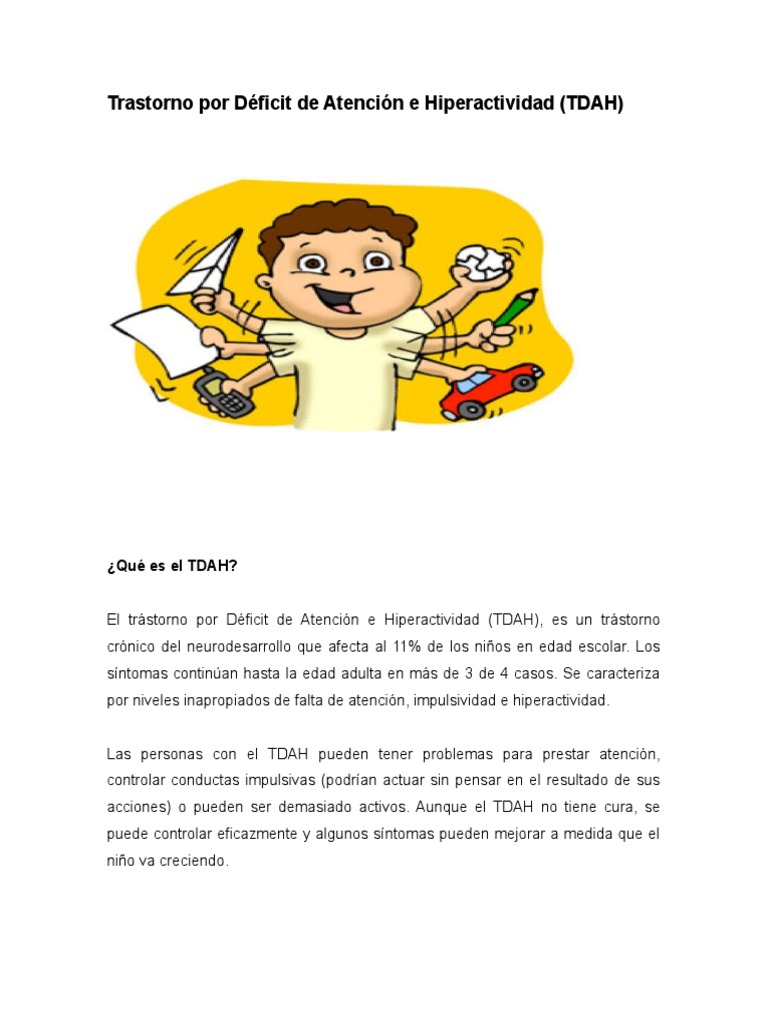 TDAH: Definición y Manejo en Niños | PDF | Desorden hiperactivo y ...