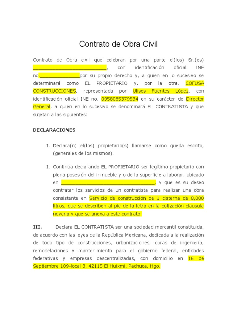 Contrato de Obra Civil | PDF