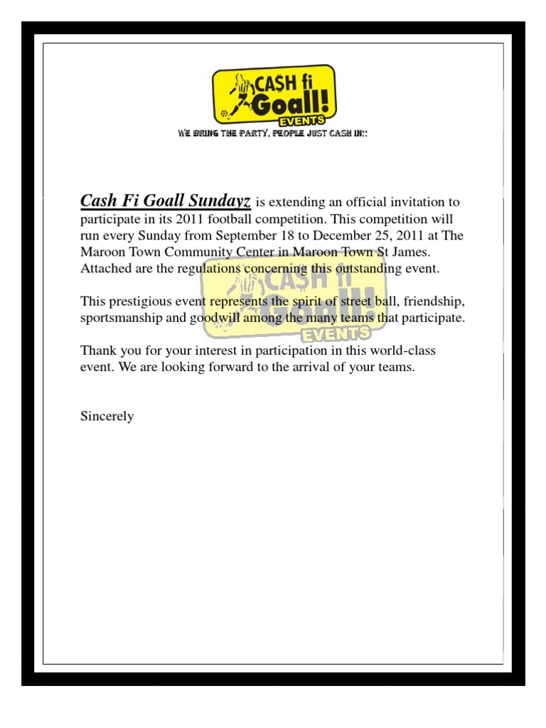 Cash Fi Goall Events Invitation Letter | PDF