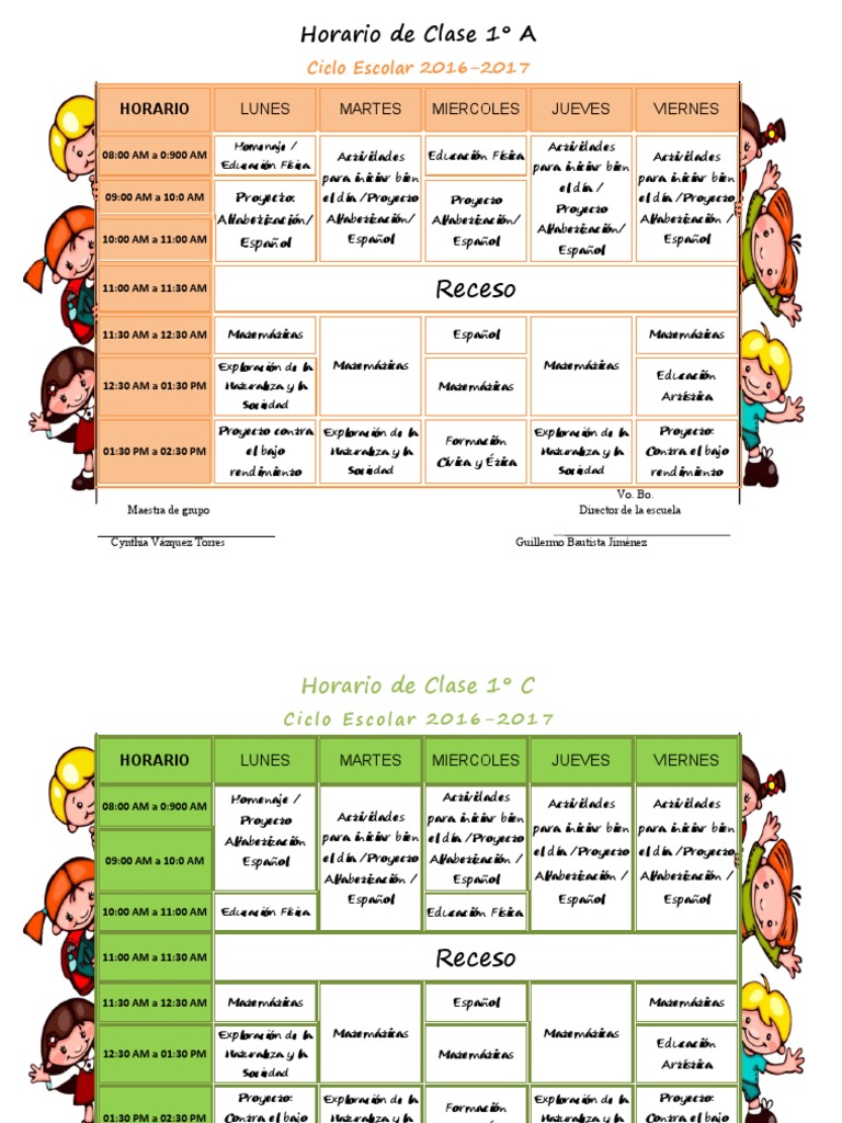 Horario de Clase 1 | PDF