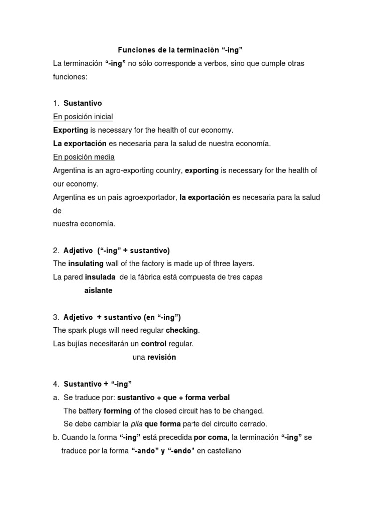 Funciones de La Terminación - ING | PDF