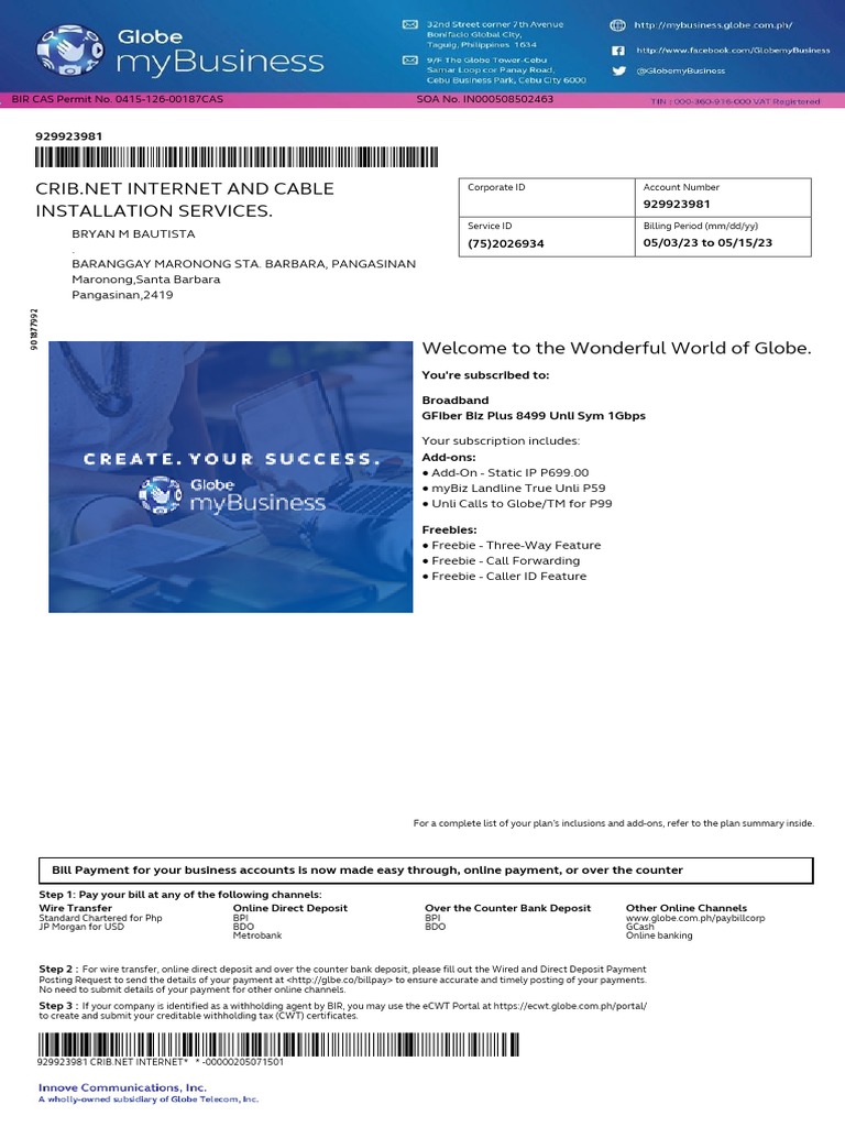 Globe Bill 929923981 | Download Free PDF | Banks | Banking