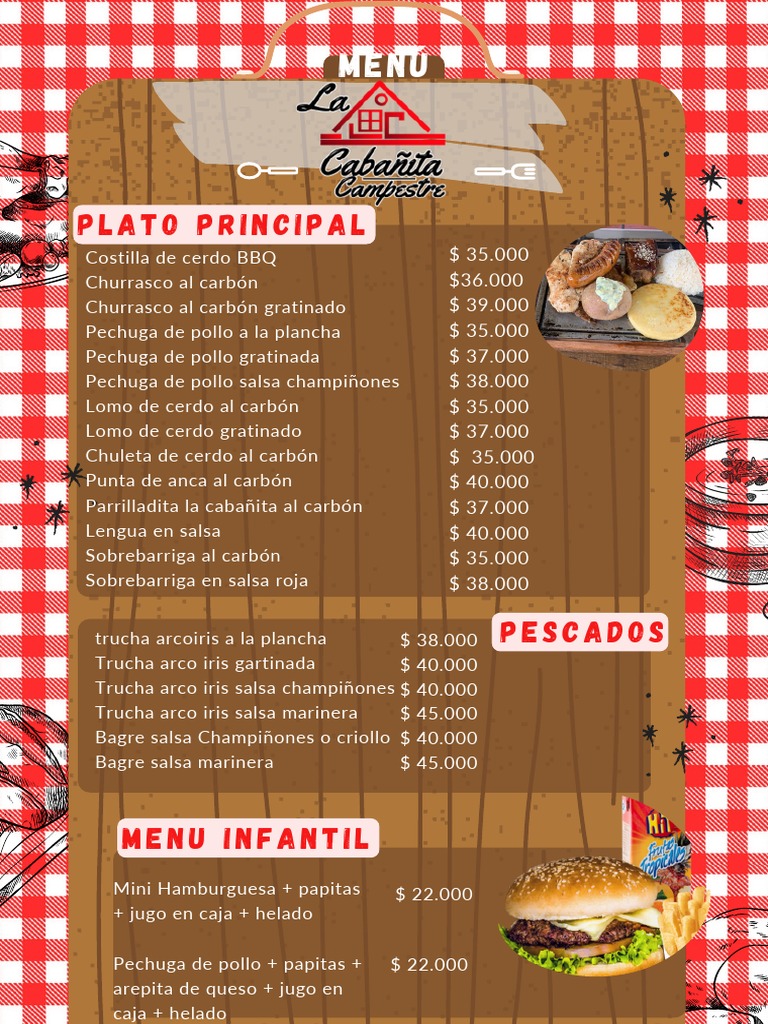 Menú Restaurante Tradicional Típico Rojo y Marrón | PDF